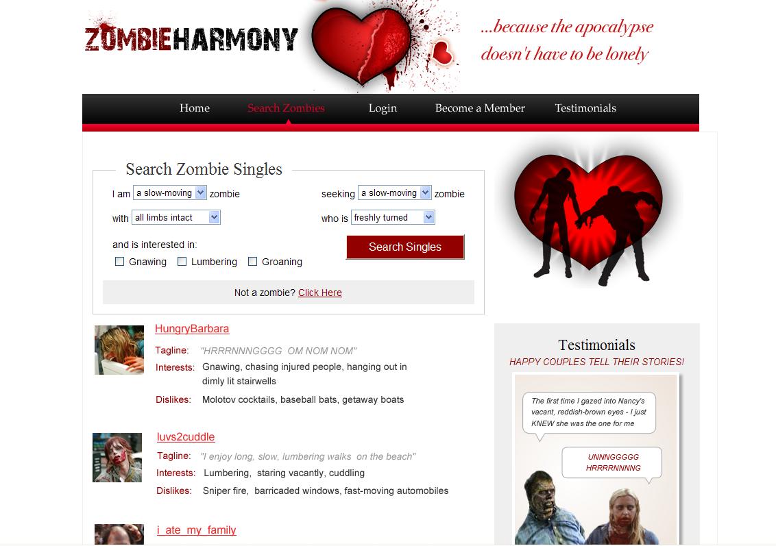 Zombie Dating. Grappige parodie op datingsites